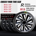 "Premium 13"" Universal Fit Wheel Rim Cover Hubcaps, OEM Style, Snap On ...