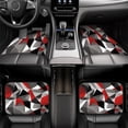 4-Piece Car Floor Mats Set, Geometric Red Black Gray Solid Abstract ...