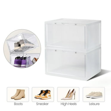 Shoe Storage Box Containers Clear Sneaker Box Plastic Stackable Boot ...