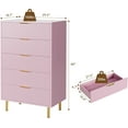 5 Drawer Pink Dresser with Gold Handles Fluted Front Storage Chest for ...