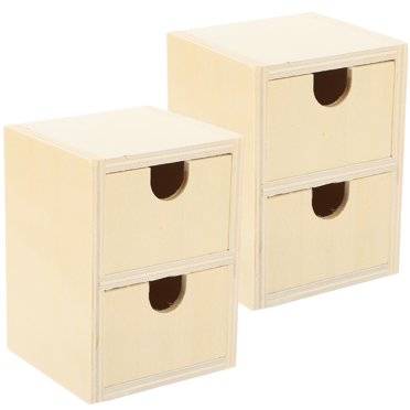 2 pcs Wooden Small Drawers Unpainted Blank Small Drawers DIY 2 Layers ...