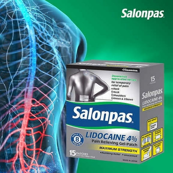 Salonpas Back Strength Pain-Relieving Patch, 140 Patches, Up to 8 Hours ...