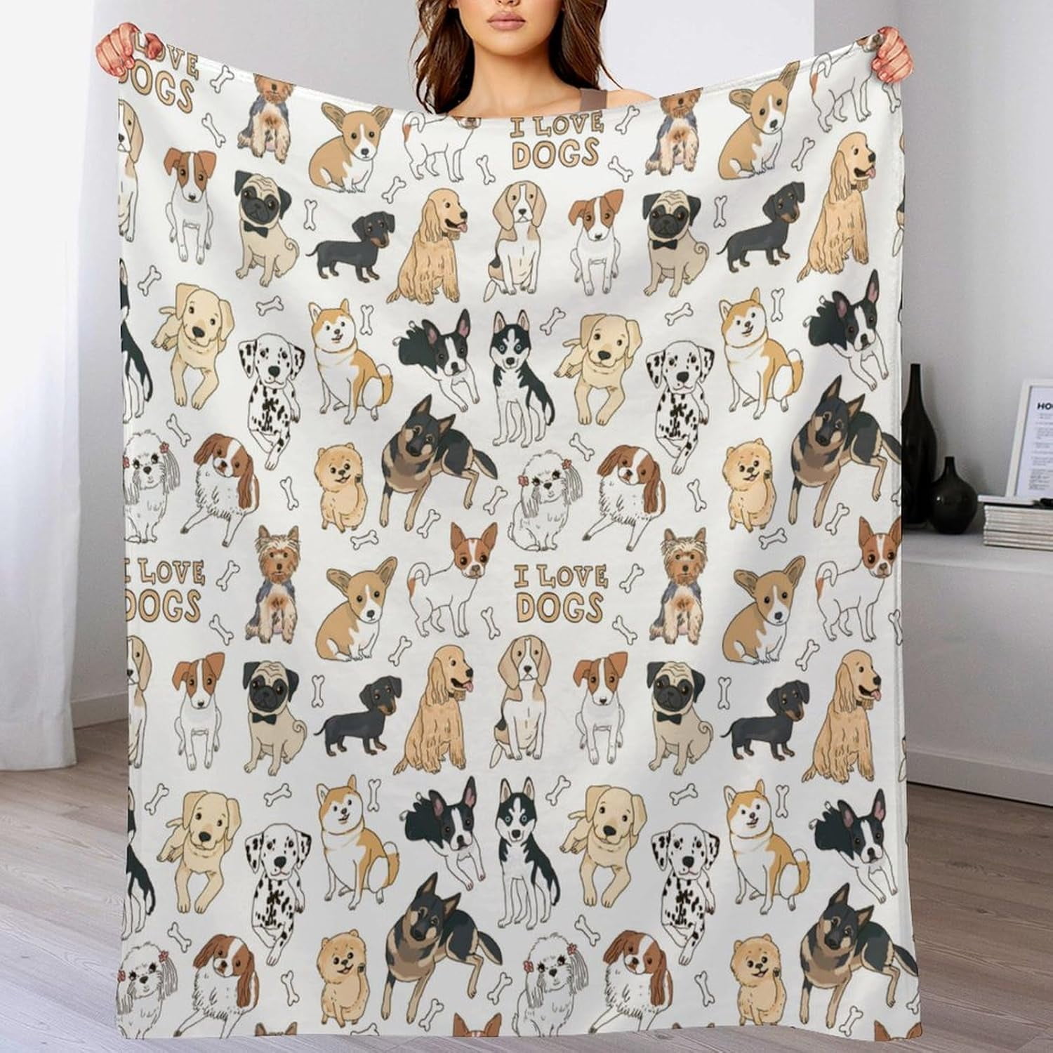 Click here for Walfour Dogs Pattern Flannel Throw Blanket Funny A... prices