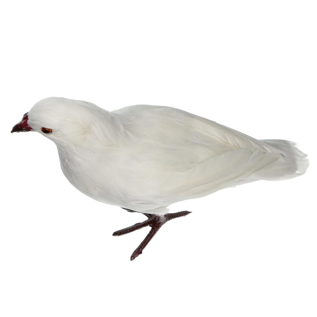 Artificial Feathered Standing Pigeon Figurine Decor Bird White #1 ...