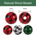 105Pcs 3 Colors Natural Wooden Beads Plaid Beads Tartan Pattern Dyed ...