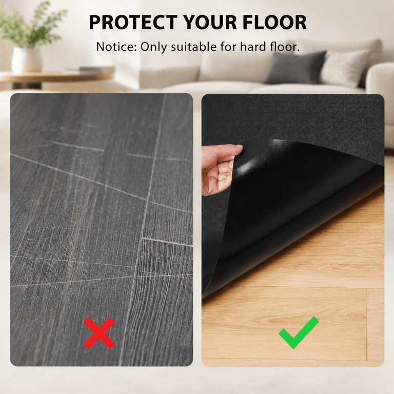 Black 4' x 6' Vinyl Floor Protector Mat for Home Kitchen and Dining ...