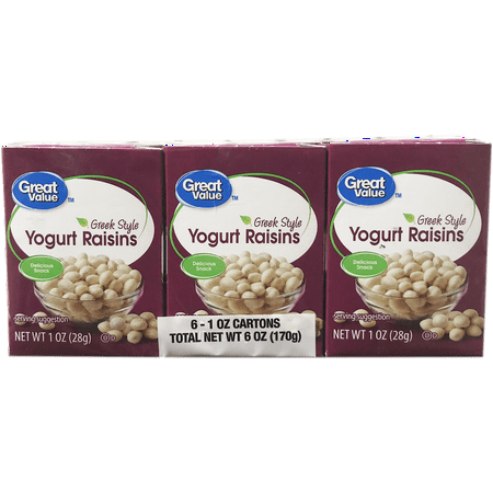 Great Value Greek Style Yogurt Raisins, 1 Oz., 6 Count - Walmart.com