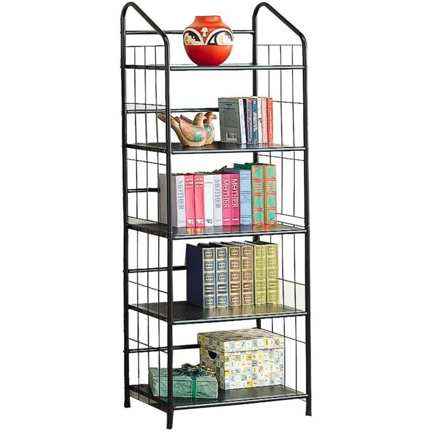 CodYinFI 5-Shelf Metal Bookcase, Black - Walmart.com