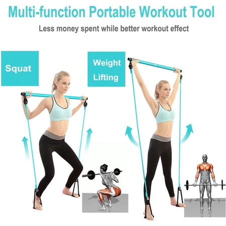 Pilates Bar, Portable Pilates Bar Kit with Adjustable Resistance Band ...