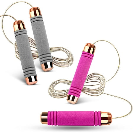 2 Pack Jump Rope for Workout and Fitness, Comfortable Foam Handle ...