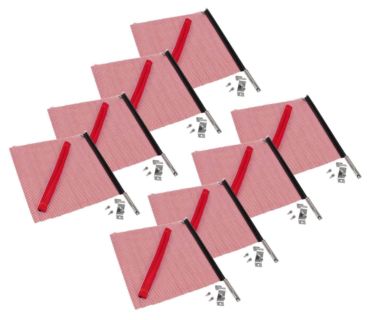 (8 Pack) EZ Mount Warning Flag Red 18" x 18" Spring Loaded Quick n Easy ...