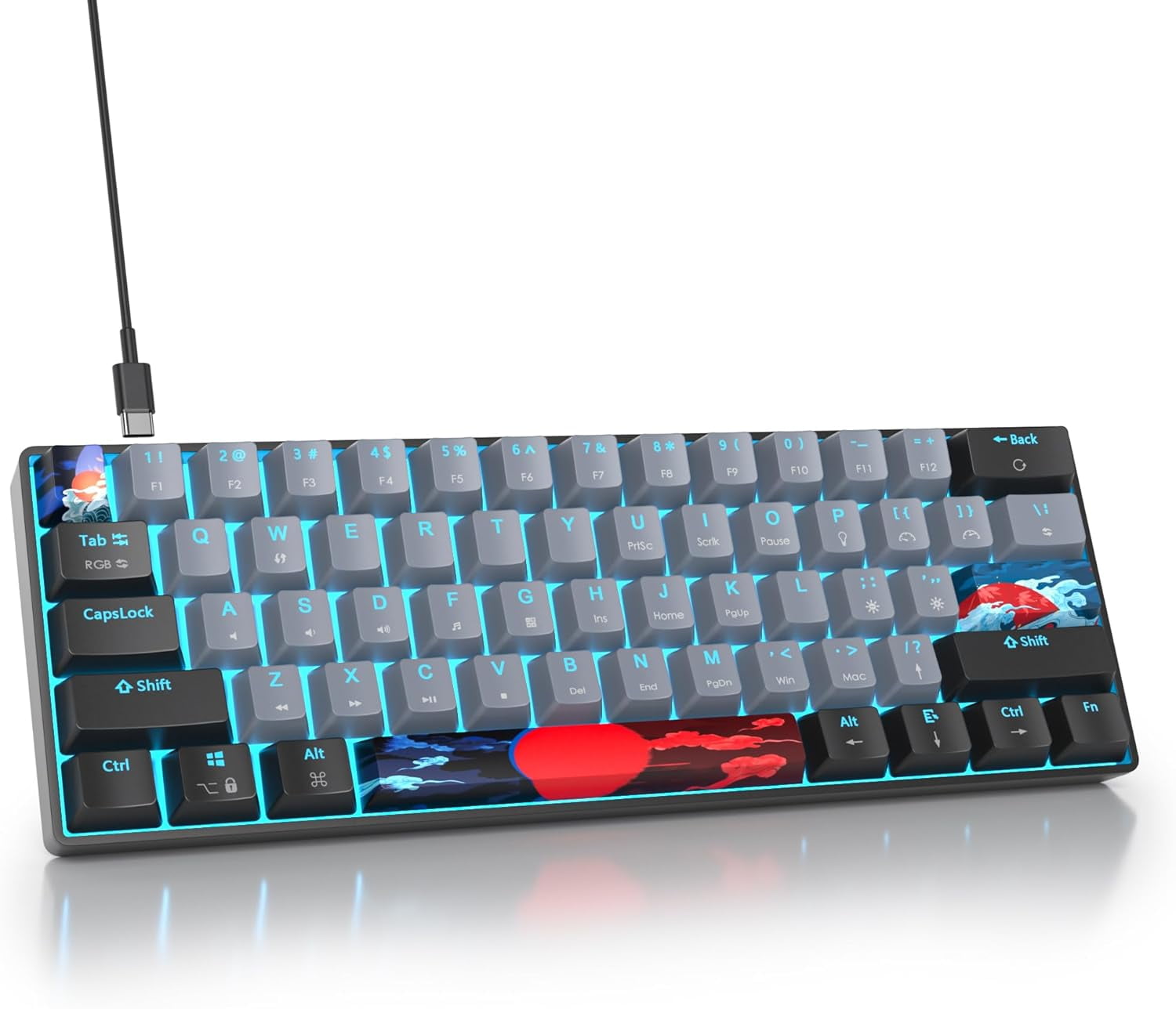 SHILIU-60 Percent Gaming Keyboard Portable Wired Mechanical Keyboard ...