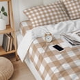 Brown Checks Duvet Cover Set Queen Size, Beige Rustic Gingham Plaid ...