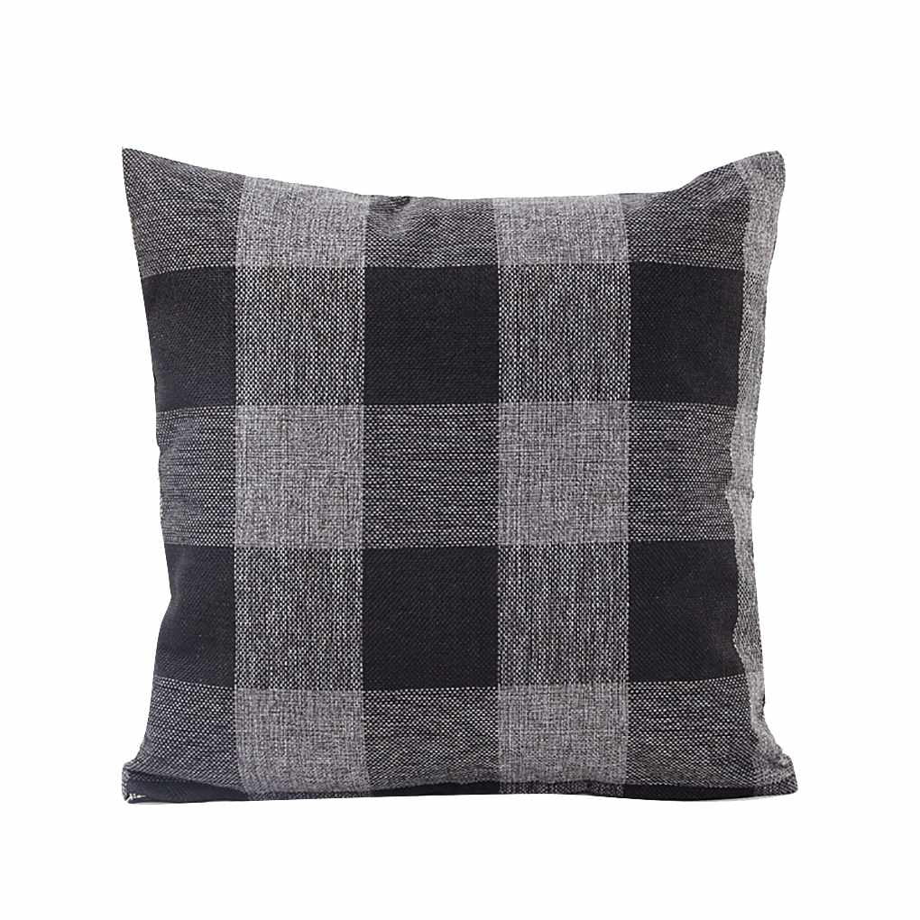 Click here for Youkk Breathable Pillowcase Checkered Linen Square... prices