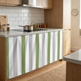 Grass Green Grey Stripe Cabinet Curtain, Classic Modern Sink Skirt for ...