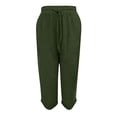 CFLVAEK Linen Pants for Women Summer Casual Wide Leg Linen Capri Pant ...