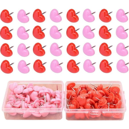 100pcs Heart Push Pins, Cute Push Pins Decorative Pink Pins Drawing ...