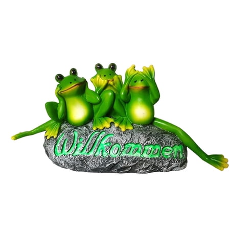 Frog Statue Stone Welcome Sign Glow In The Dark Sculpture Home Indoor ...