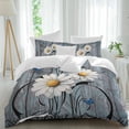 4 Piece Duvet Cover Set Cal king, Vintage Daisy Flowers Butterflies ...