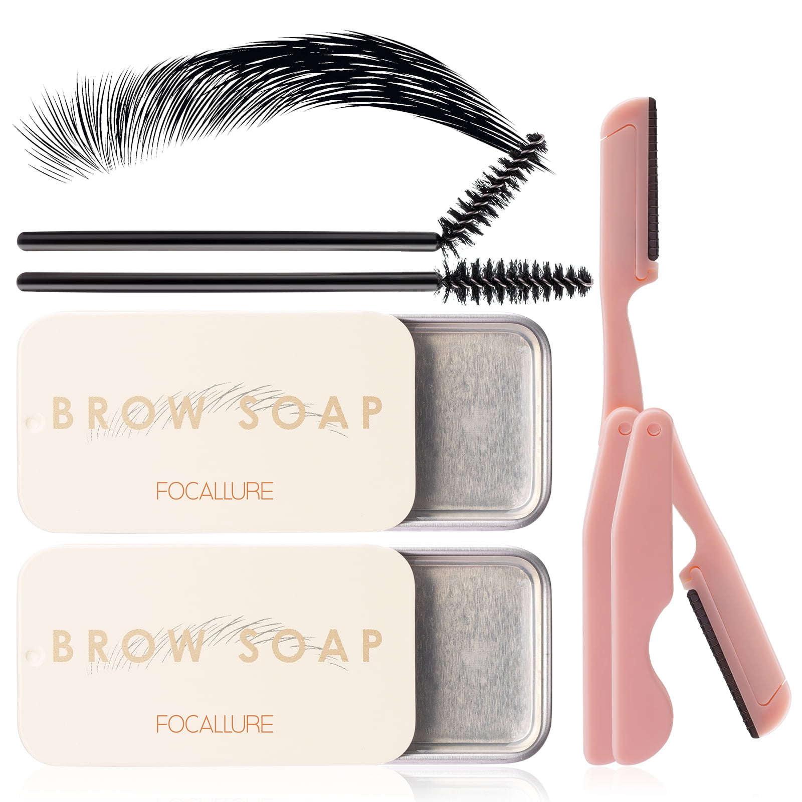 FOCALLURE 2 Pcs Eyebrow Soap Kit,Waterproof Wild Brow Styling Soap,Easy ...