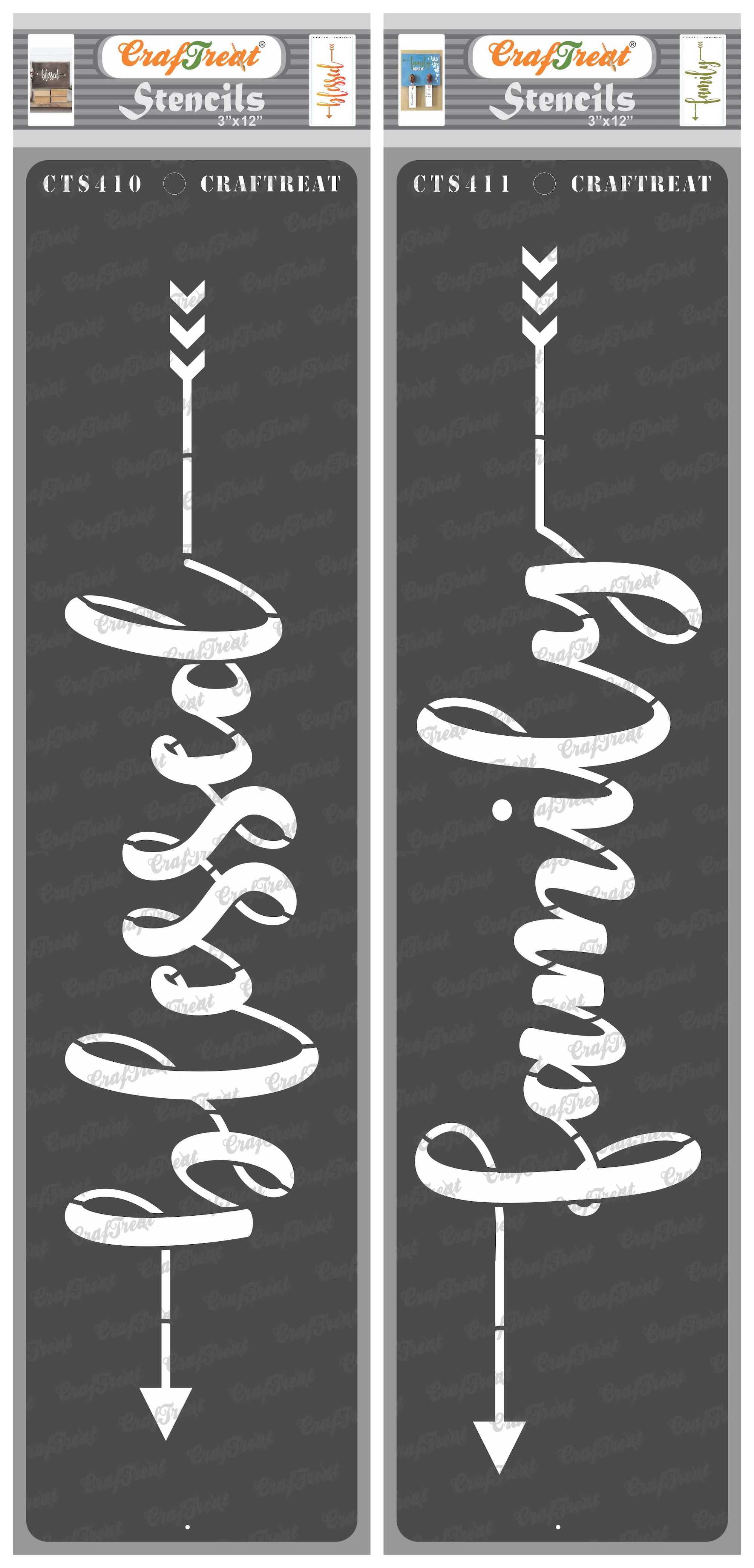 CrafTreat Blessed and Family Word Stencil for Painting and Crafting - 2 ...