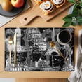 Black Architecture Placemats Set of 8 Abstract City Eiffel Tower Modern ...
