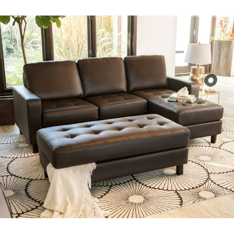 Abbyson Living Alessio Brown Leather Room Sofa Set | Baci Living Room