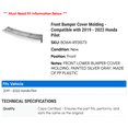 Front Bumper Cover Molding - Compatible with 2019 - 2022 Honda Pilot 2020 2021 - Walmart.com