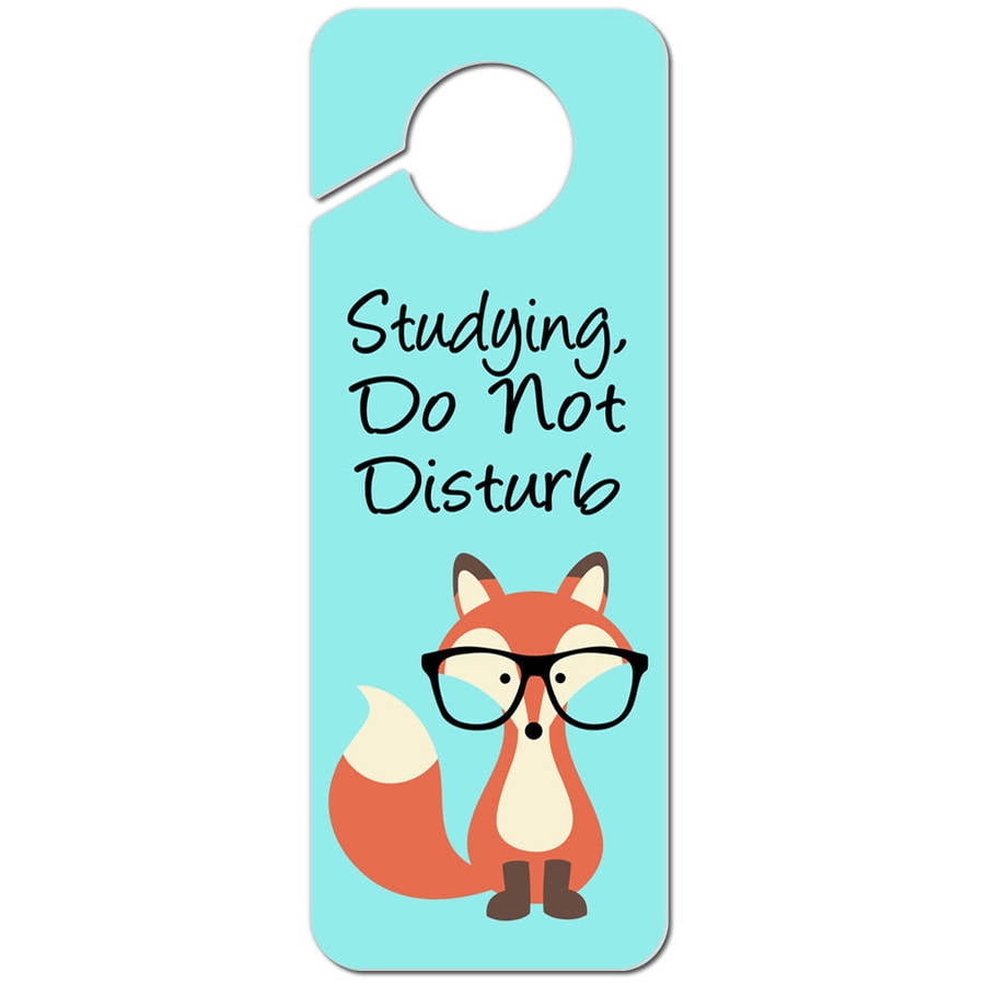 Studying Do Not Disturb Fox with Glasses Plastic Door Knob Hanger Sign ...