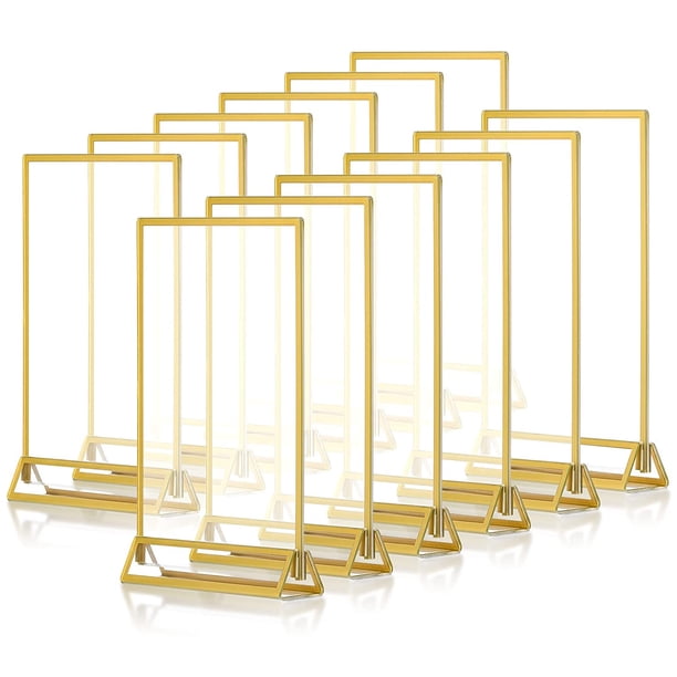 12 Pieces Clear Acrylic Table Sign Holders Double Sided Frame Table ...