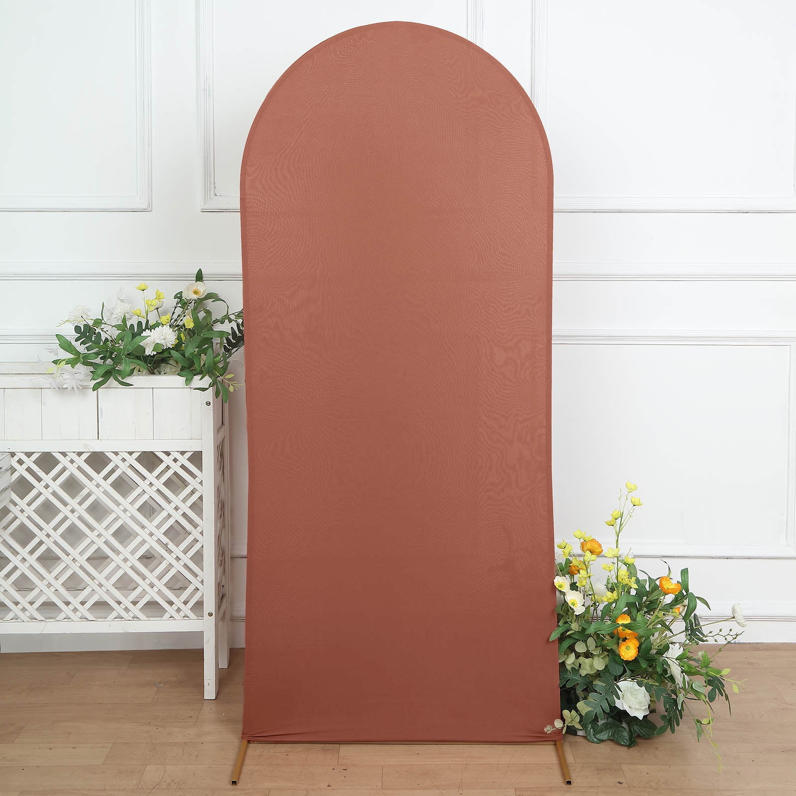 Efavormart 6ft Terracotta Spandex Fit Round Top Backdrop Frame Stand ...