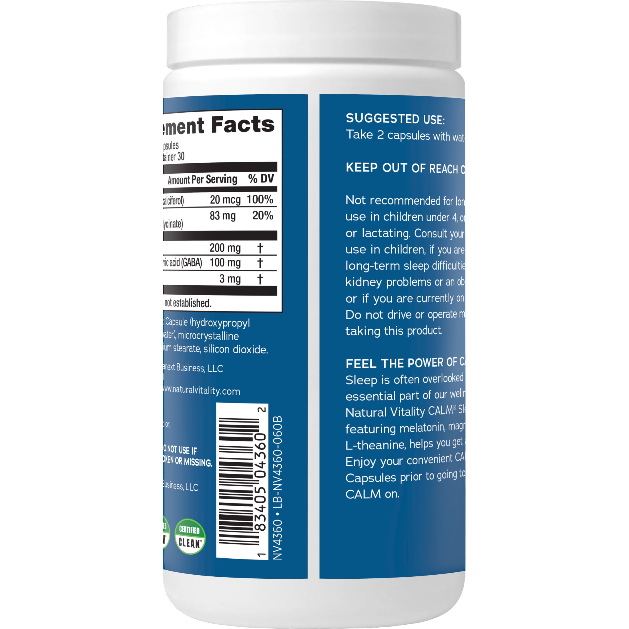 Natural Vitality CALM Sleep Capsules - Magnesium, Melatonin, L-Theanine ...