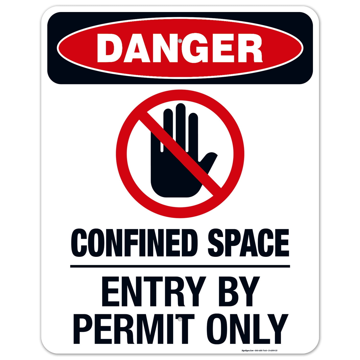 Confined Space Entry By Permit Only Sign, OSHA Danger Sign, 24x30 ...