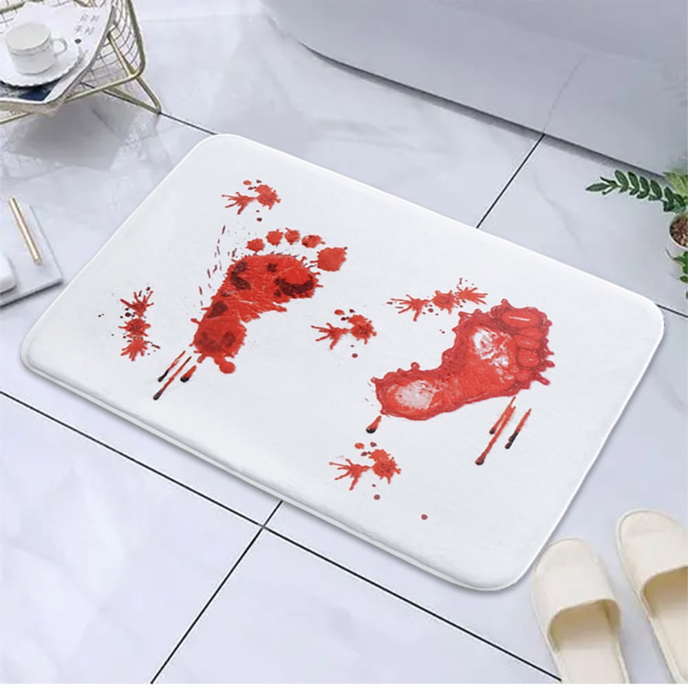 Halloween Bloody Footprint Bath Mat Non Slip Thickening Toilet Rugs for ...