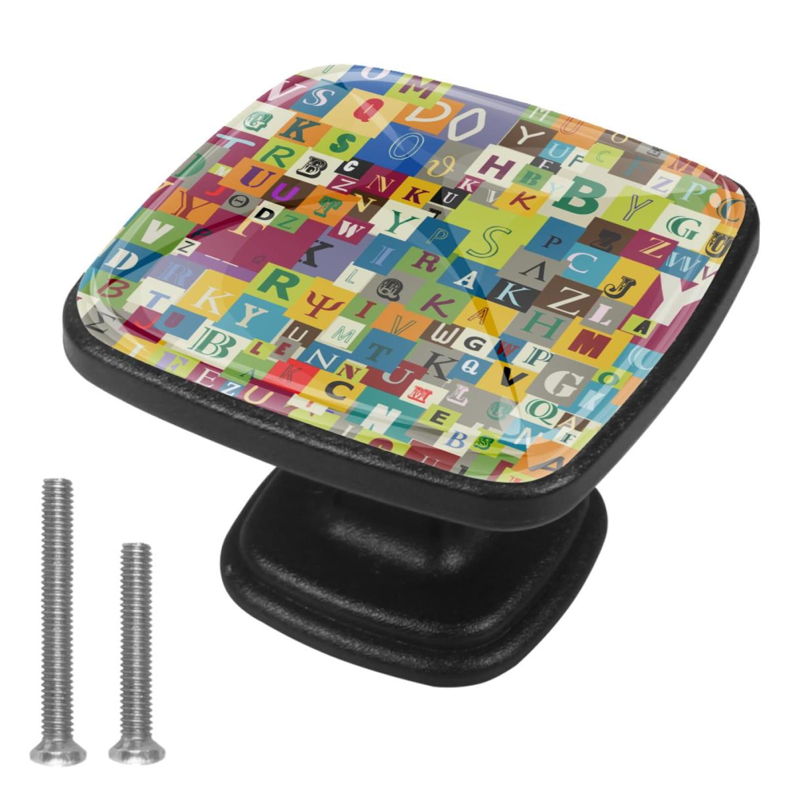 4 Pcs Cabinet Handle Drawer Pulls Abstract Letters Knobs with Screws ...