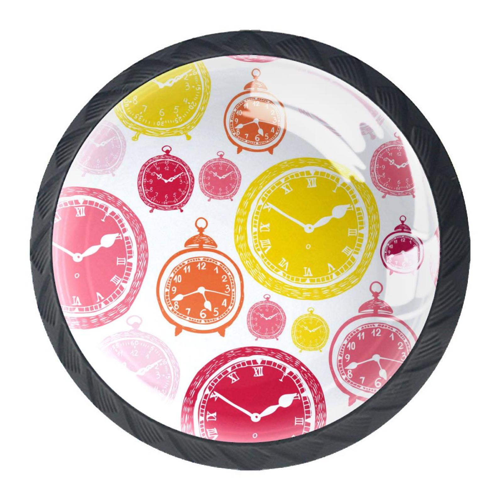 4 Pcs Color Yellow Pink Clock Knobs for Kitchen Cabinet Cupboard ...