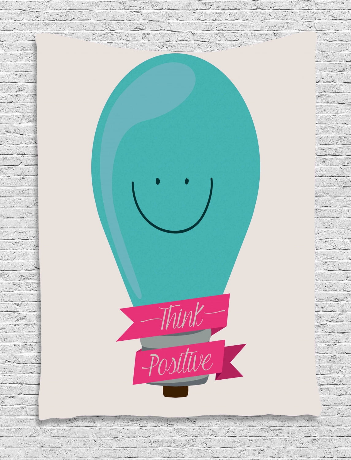 Positive Energy Tapestry, Think Positive Calligraphy with Smiling Item ...