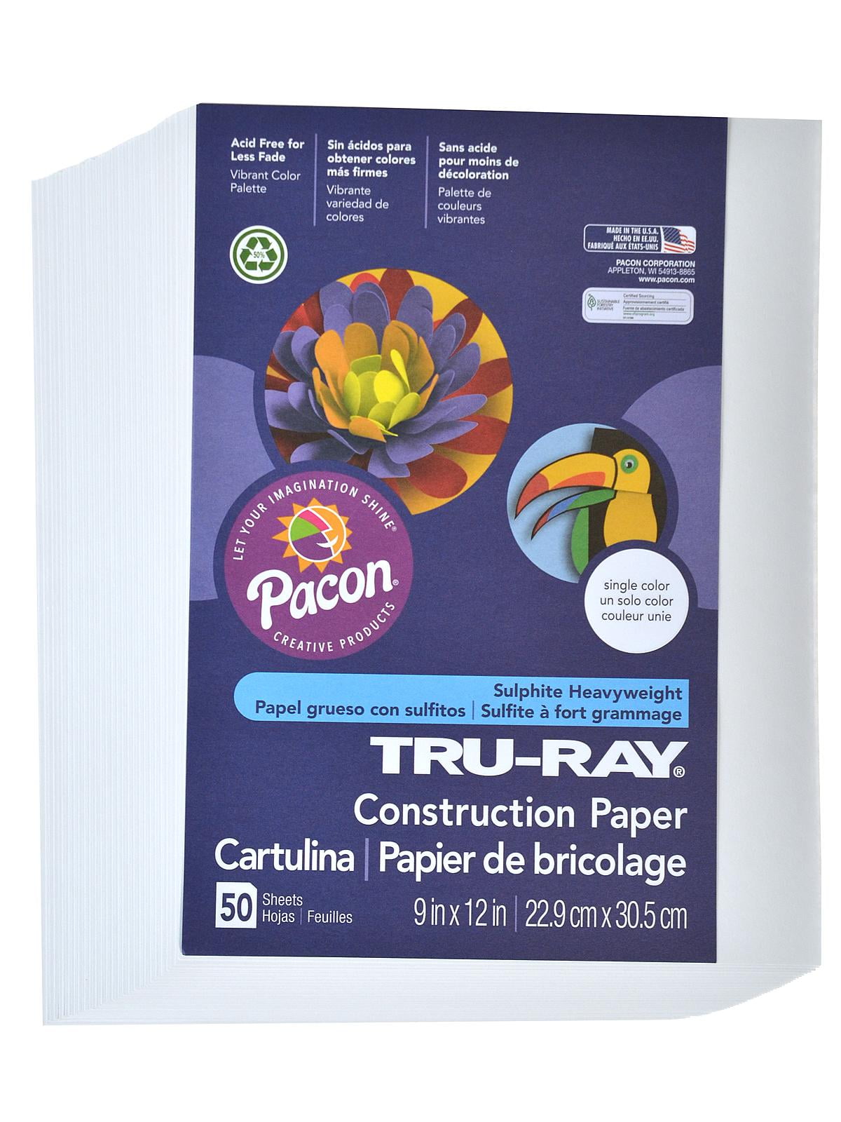 Sulphite Construction Paper white, 9 in. x 12 in., 50 sheets (pack of 6 ...