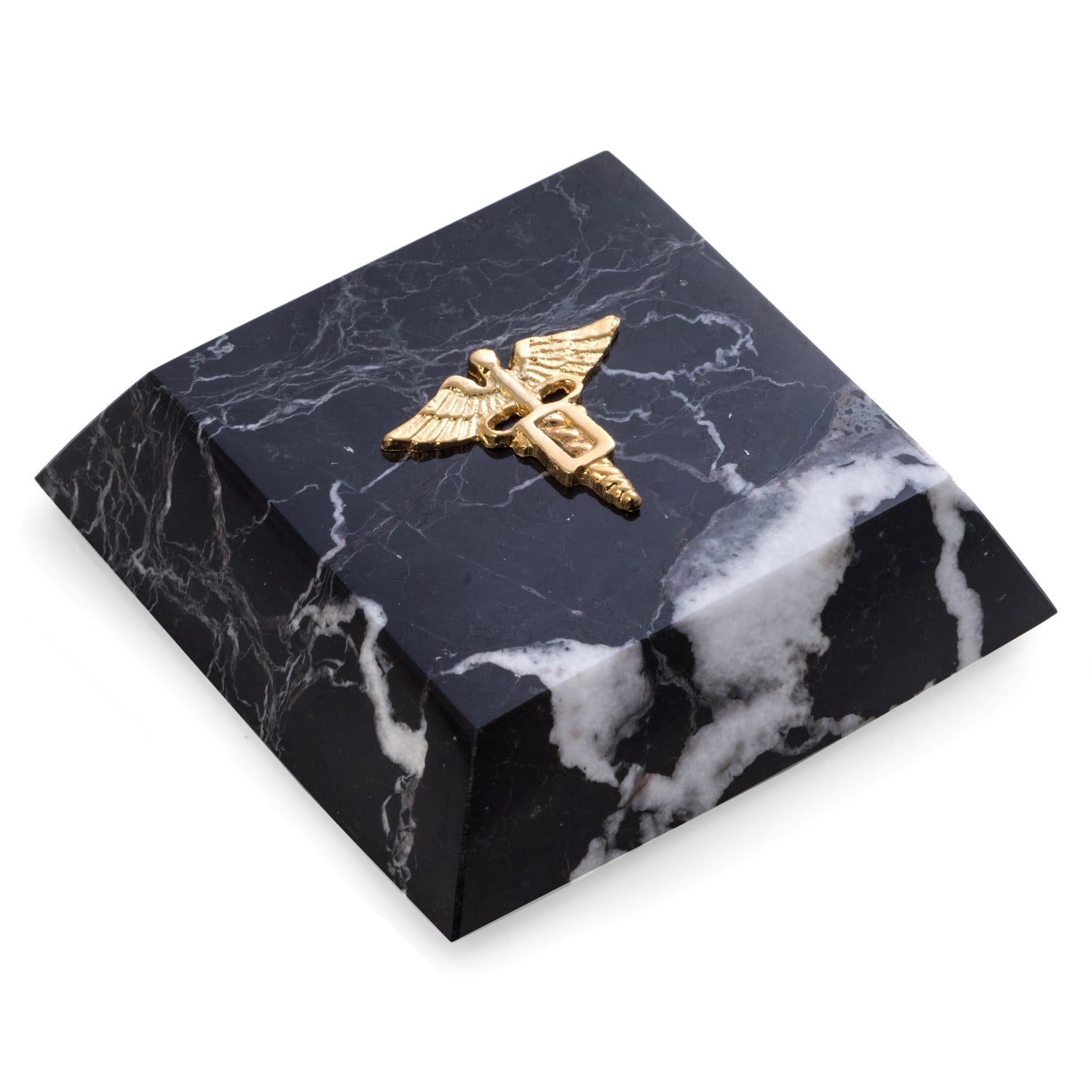 Black "Zebra" Marble Paperweight with Gold Plated "Dental" Emblem ...