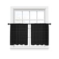 Black Grid Sheer Curtains 54 inches Long, Square Frame Pitch Black ...