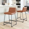 Remy Modern 25" Upholstered Counter Stools with Iron Frames, Beige ...