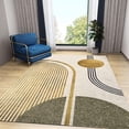 Bohemian Golden Lines Area Rug, Abstract Retro Medieval Stripes Rugs ...