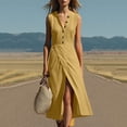Ashyfjp Summer Dresses for Women Casual Solid Color Sleeveless V-Neck ...