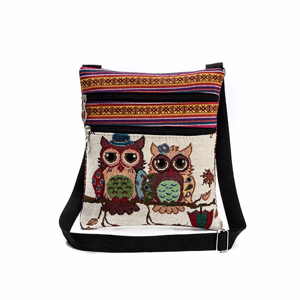 Embroidered Owl Tote Bags Women Shoulder Bag Handbags Postman Package ...