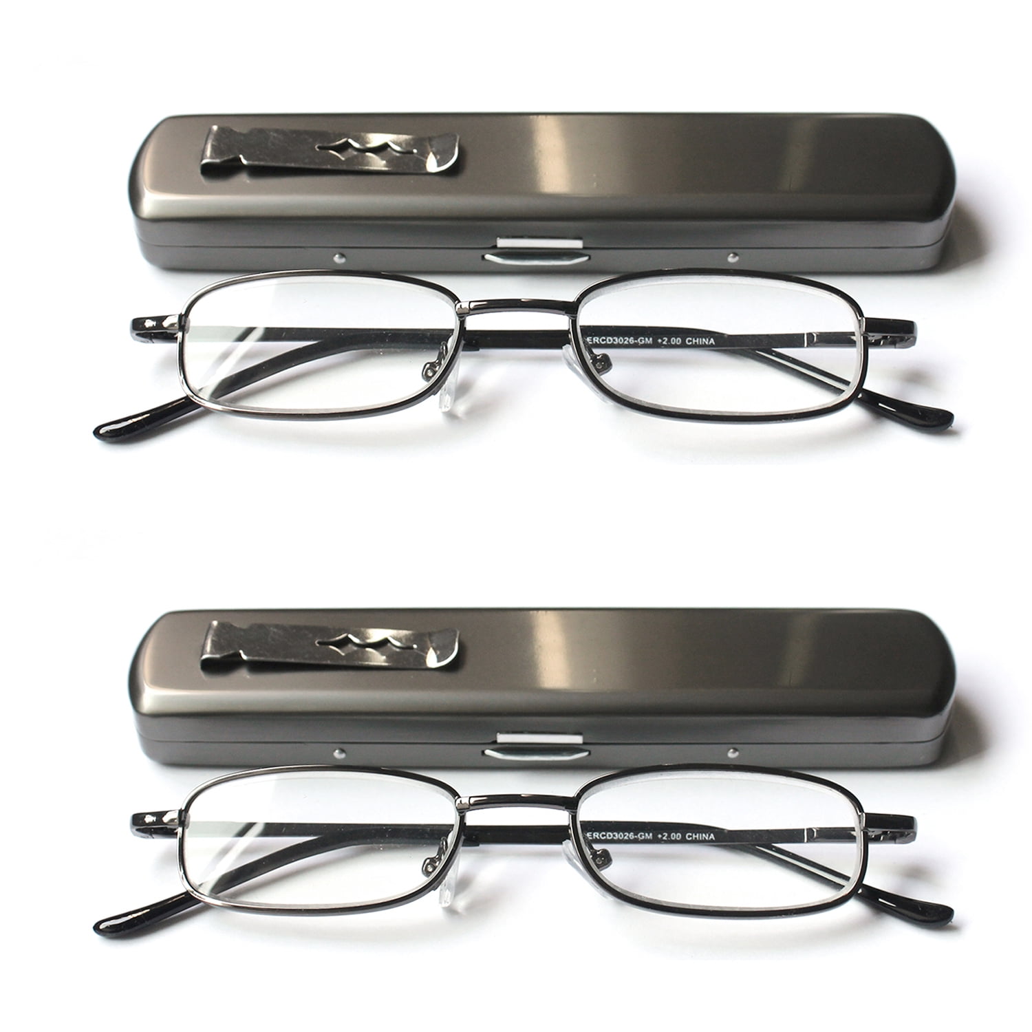 EYE ZOOM 2 Pack Compact Light Metal Portable Reading Glasses with ...