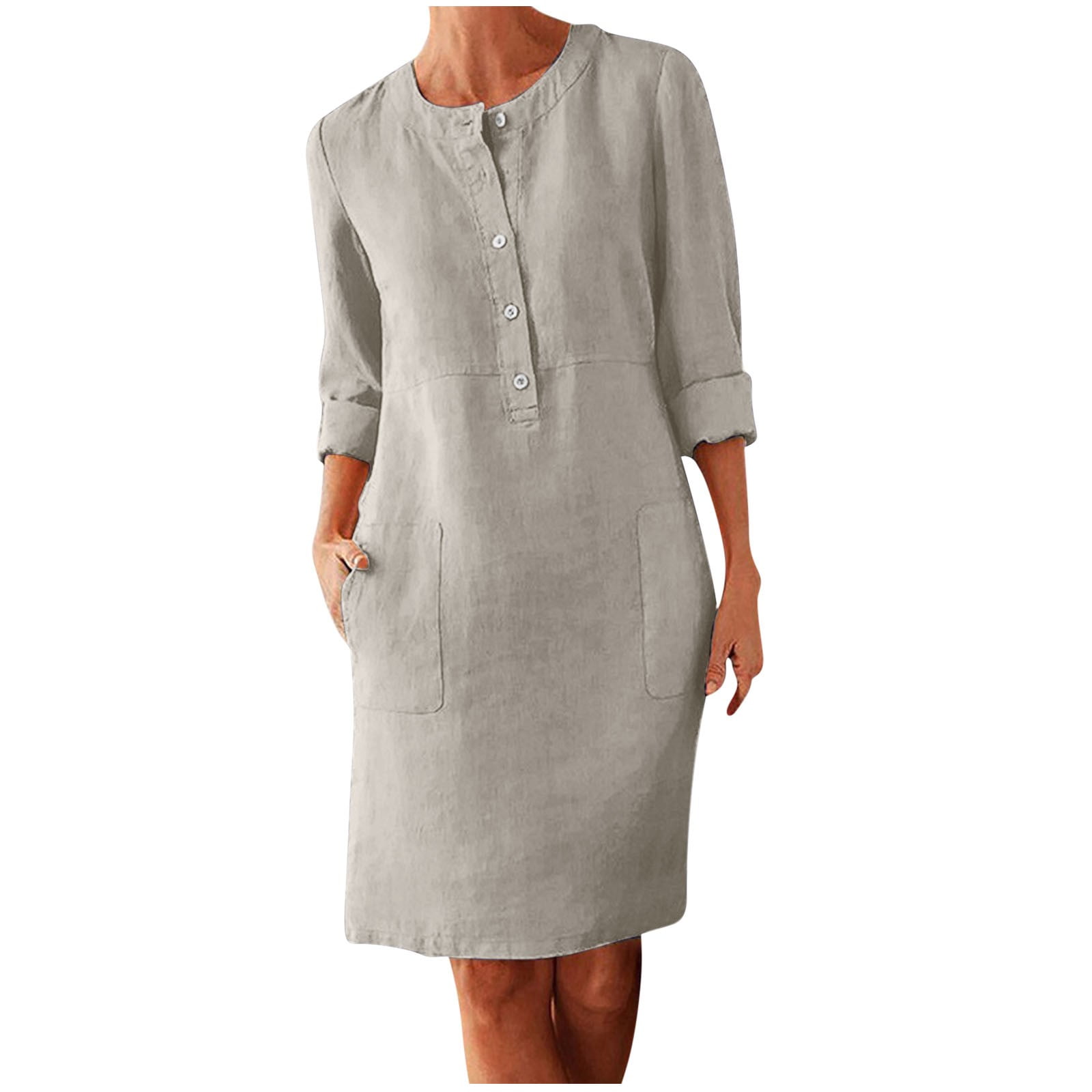 Click here for Cfhntfmh Cotton Linen Dresses For Women Button Dow... prices