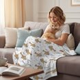 Art Aircraft Fleece Throw Blanket Brown Cartoon Airplane Gray Clouds ...