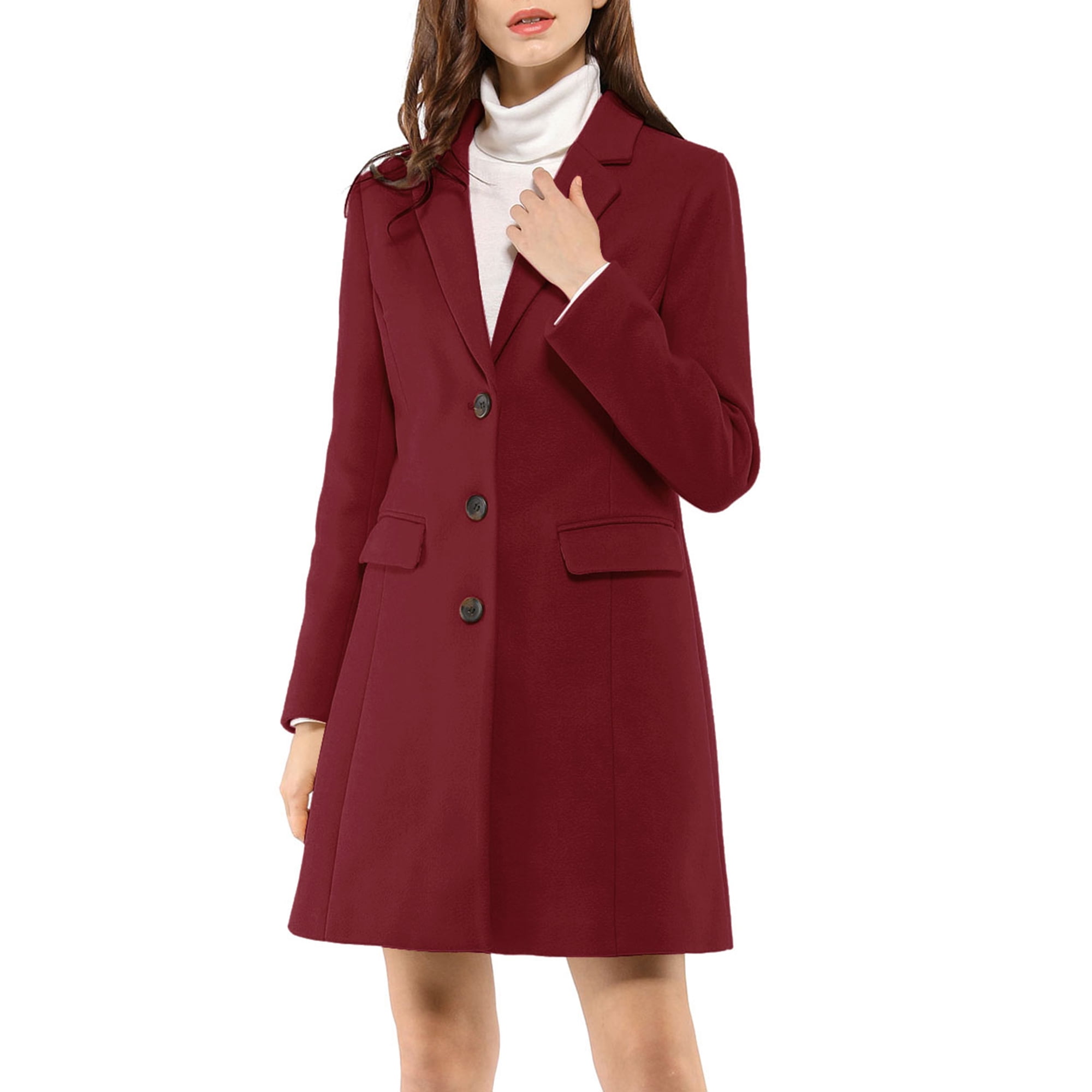 Click here for Inspire Chic Womens Coat Solid Color Notched Lapel... prices