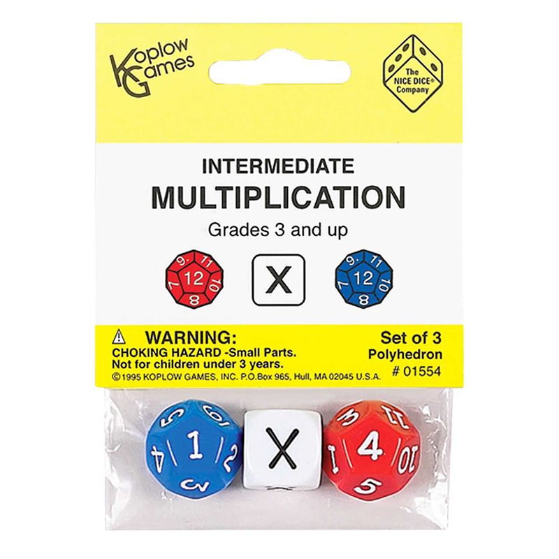 Intermediate Multiplication Dice, Pack of 3 | Bundle of 10 Packs ...
