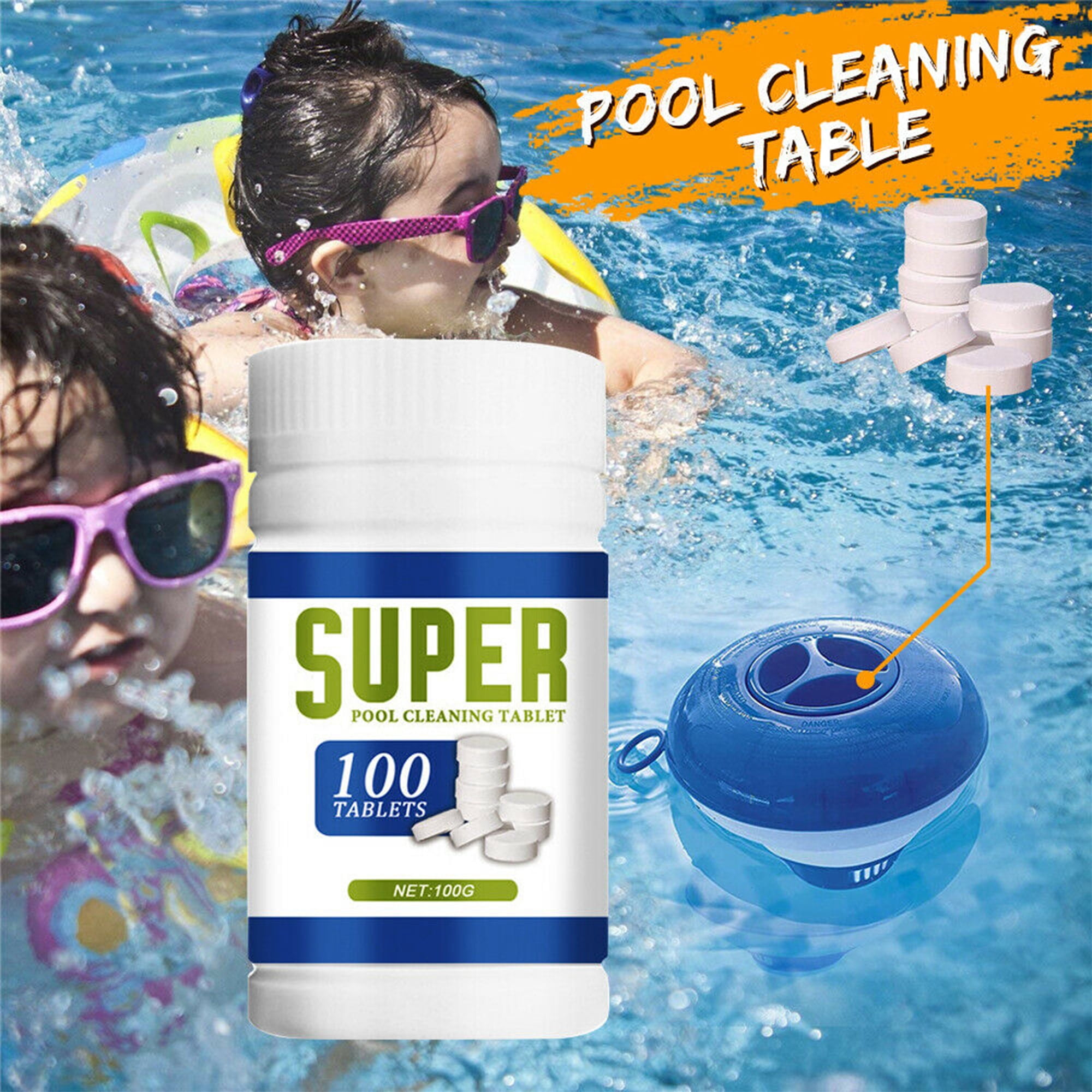 Buy LELINTA 100Pcs Swimming Pool Floating Chlorine Tablets Spa Cleaning ...